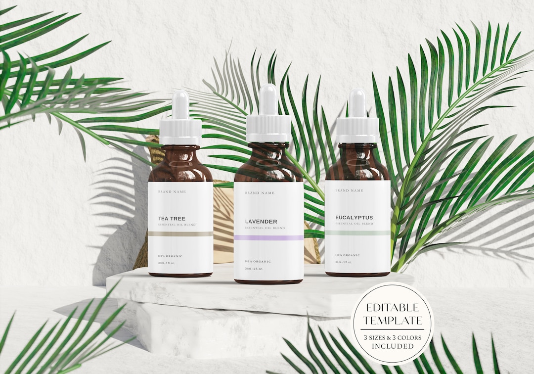 Dropper Bottle Label Template, Modern Editable Essential Oil Label ...