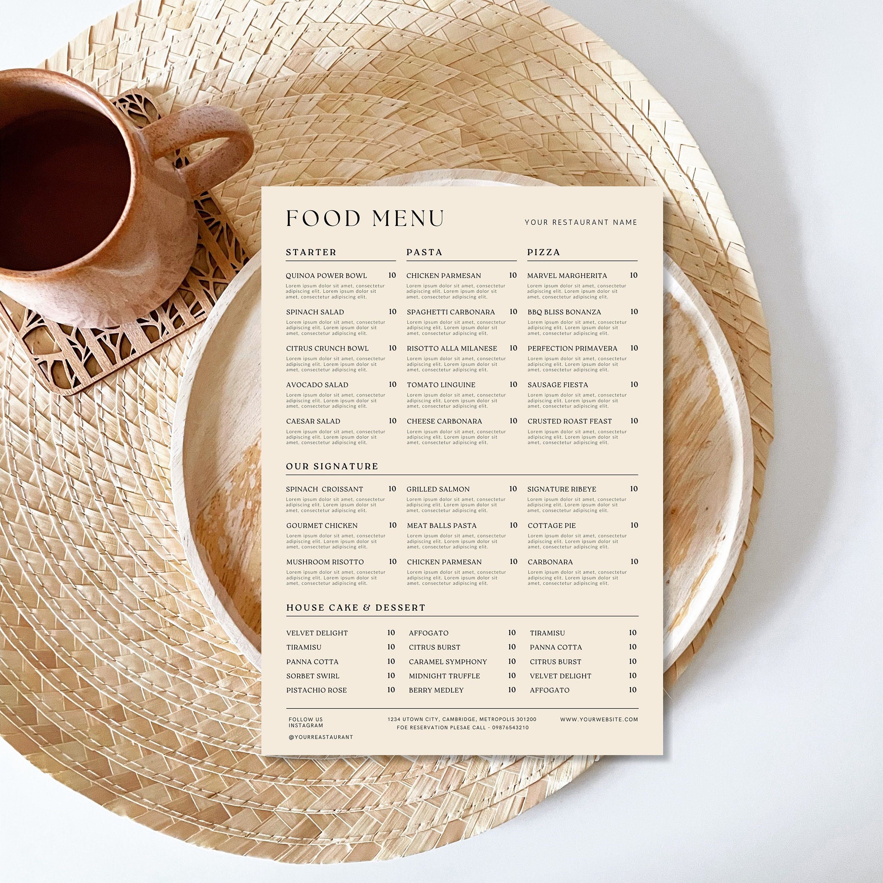 Minimal Restaurant Menu Bundle, Restaurant Menu Template, Modern Menu ...