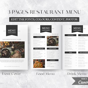 Restaurant Menu Booklet Template | Classic Restaurant Menu Bundle ...