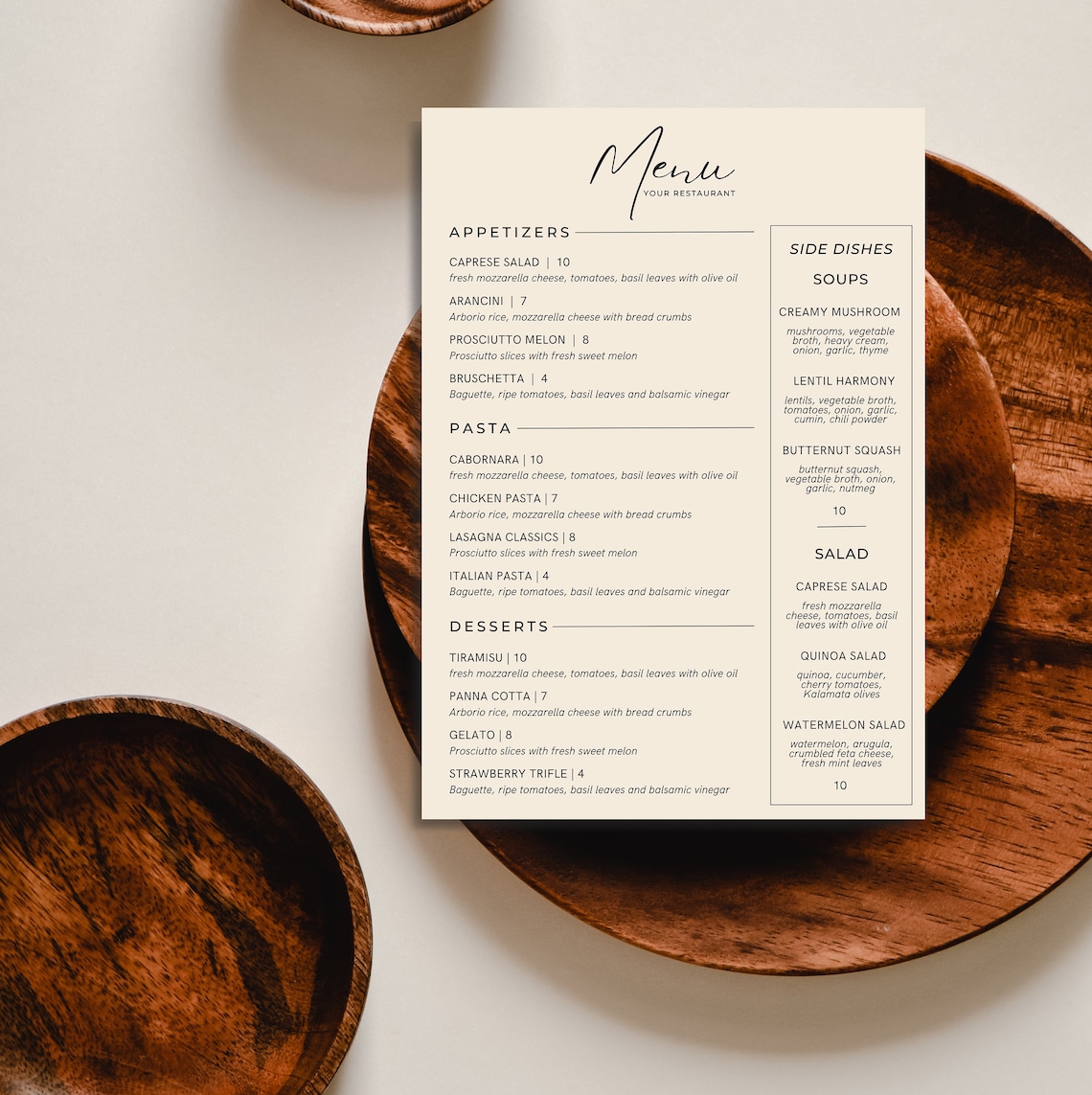 Minimal Restaurant Menu Template Bundle, Editable Menu Template ...