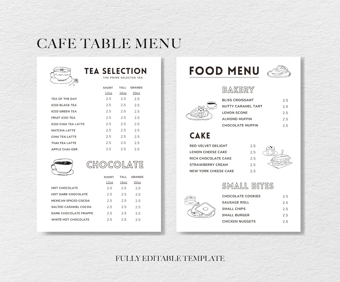 Minimal Cafe Menu Board Template Bundle Editable Cafe Menu - Etsy Australia