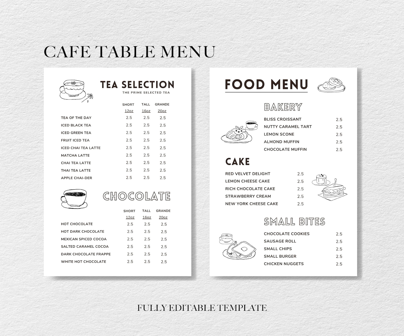 Minimal Cafe Menu Board Template Bundle, Editable Cafe Menu Template ...
