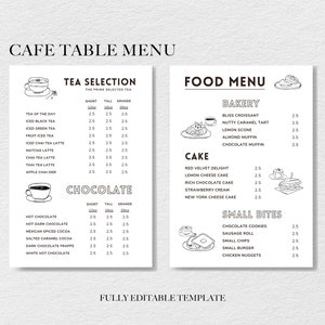 Minimal Cafe Menu Board Template Bundle, Editable Cafe Menu Template ...