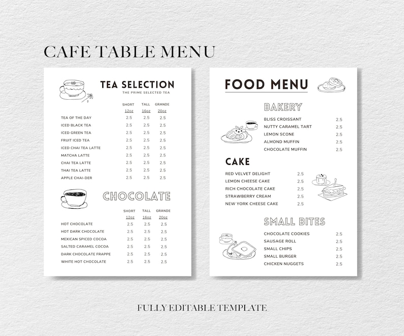 Minimal Cafe Menu Board Template Bundle, Editable Cafe Menu Template ...