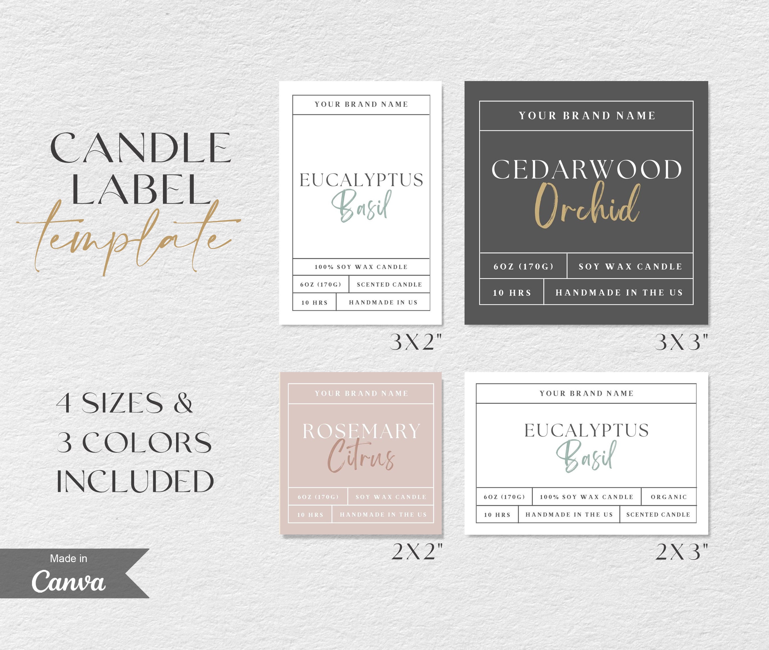 Editable Candle Label Template, Modern Candle Label, Custom Product ...
