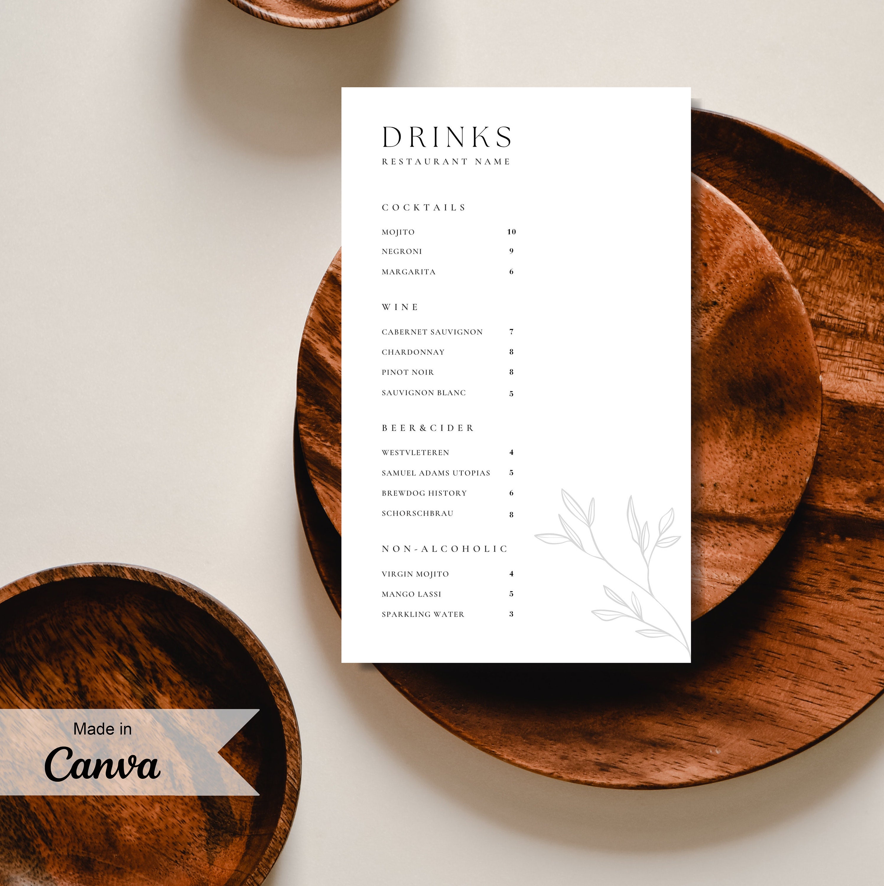 Minimal Restaurant Menu Bundle, Restaurant Menu Template, Modern Menu ...