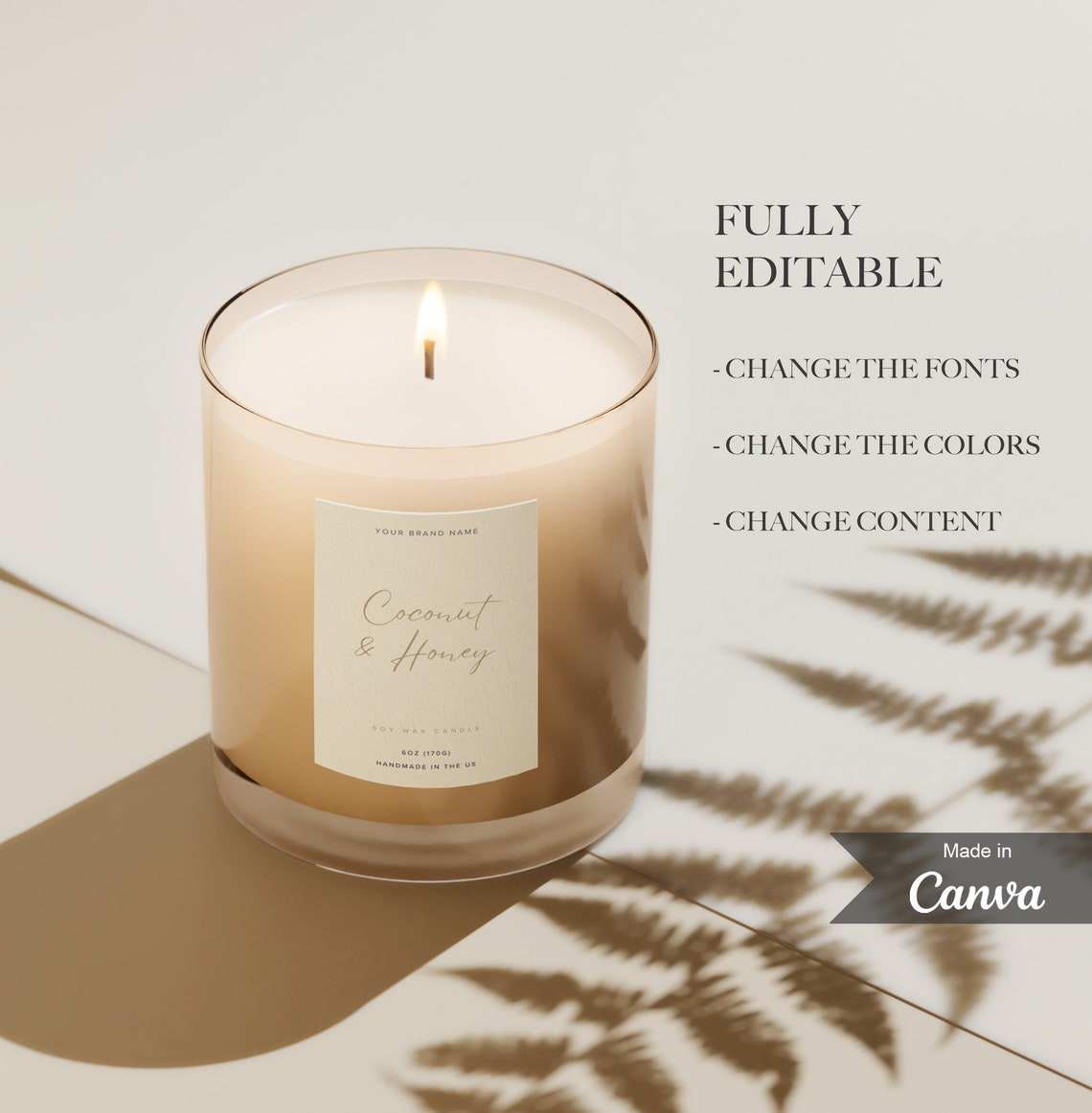 Minimal Candle Label Template, Editable Candle Label, Custom Product ...