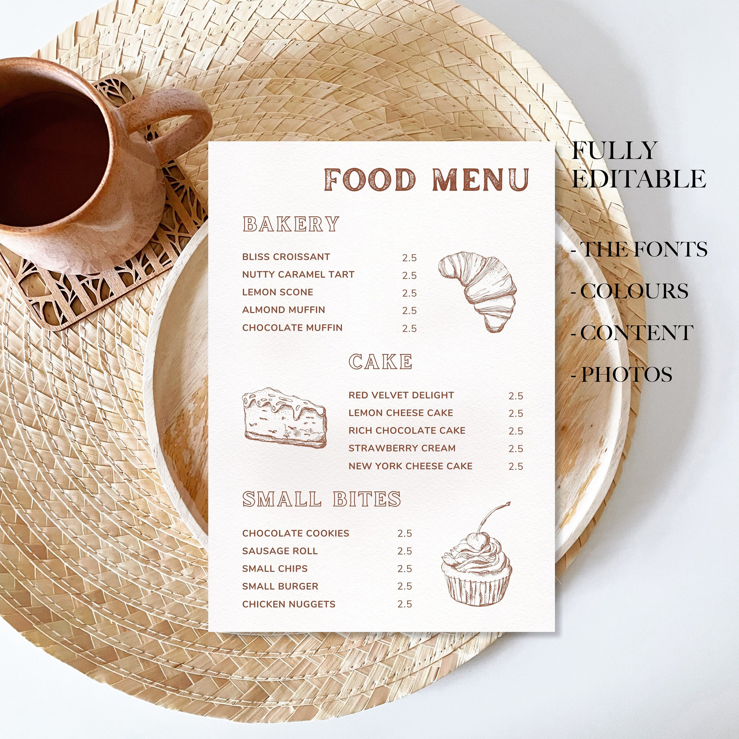 Minimal Cafe Menu Board Template Bundle, Editable Cafe Menu Template ...