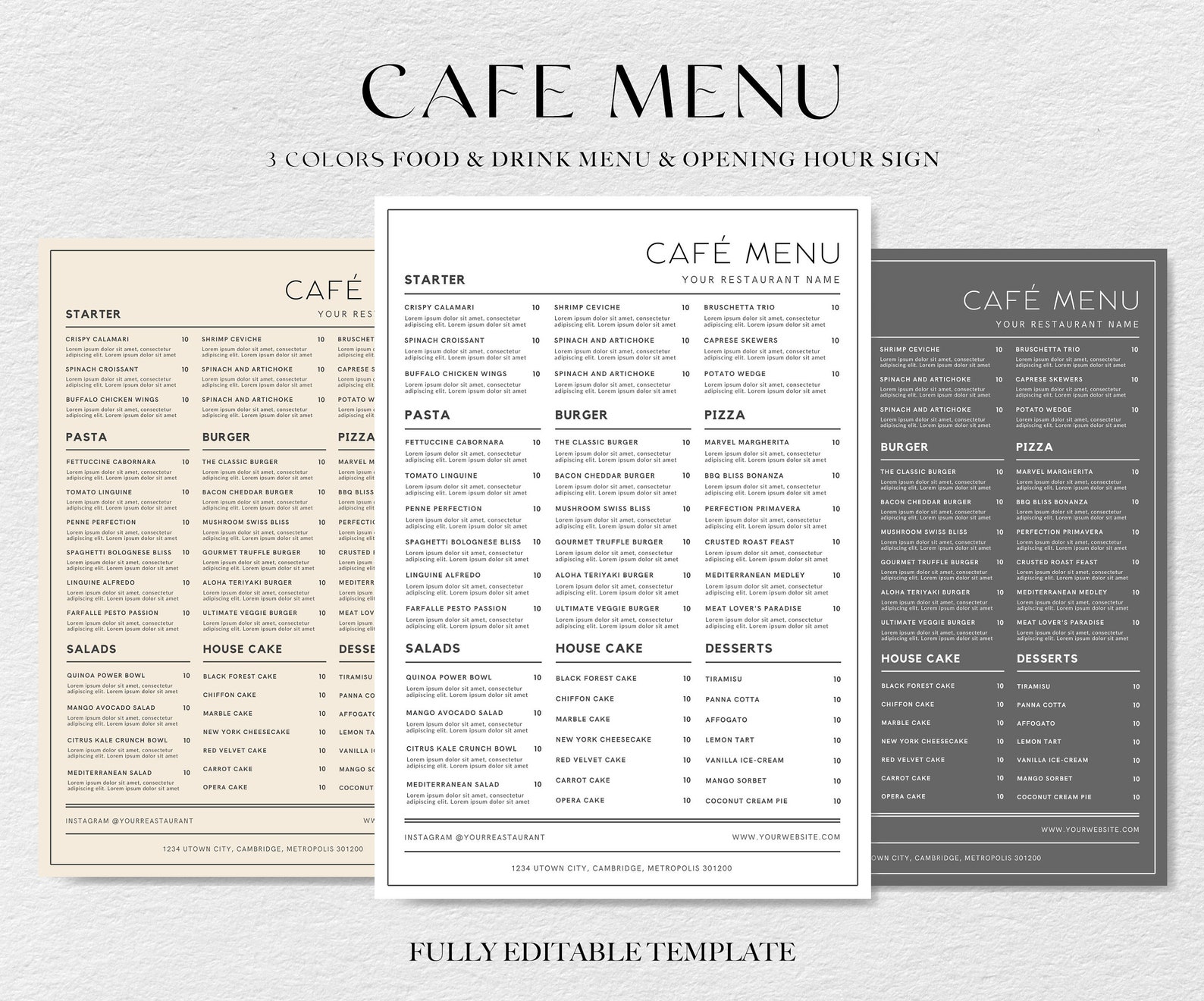 Cafe Menu Template Bundle, Minimalist Cafe Menu Template, Minimal ...