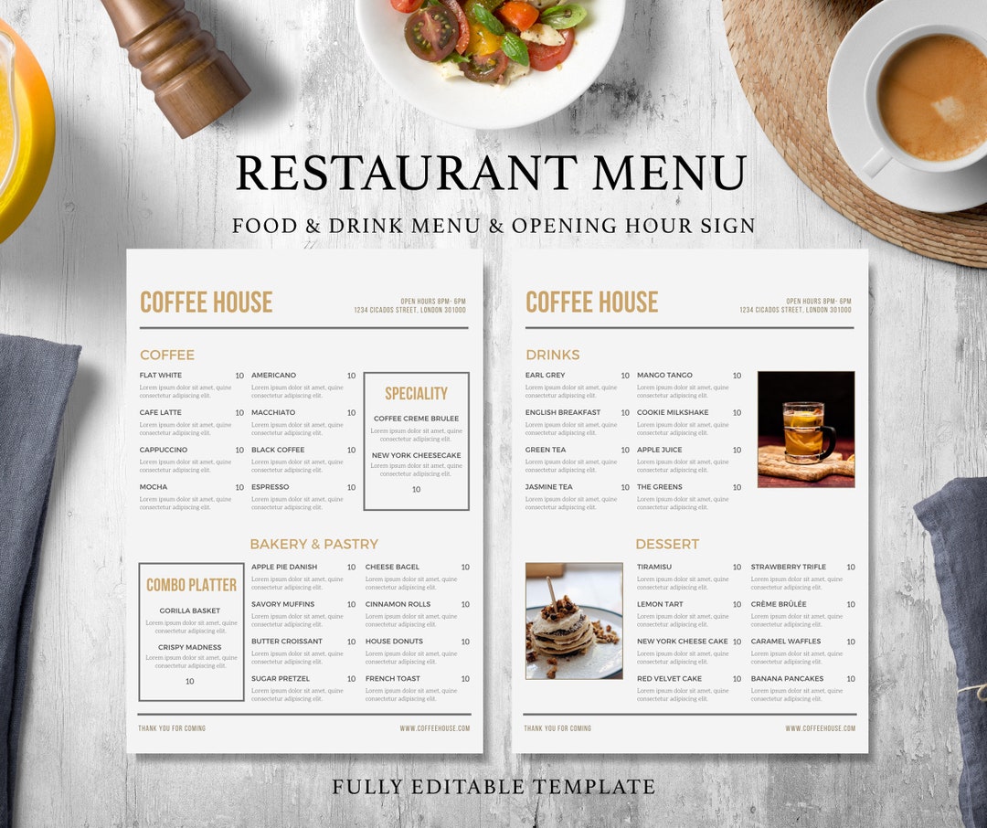 Cafe Menu Template Bundle, Minimalist Cafe Menu Template, Coffee Menu ...