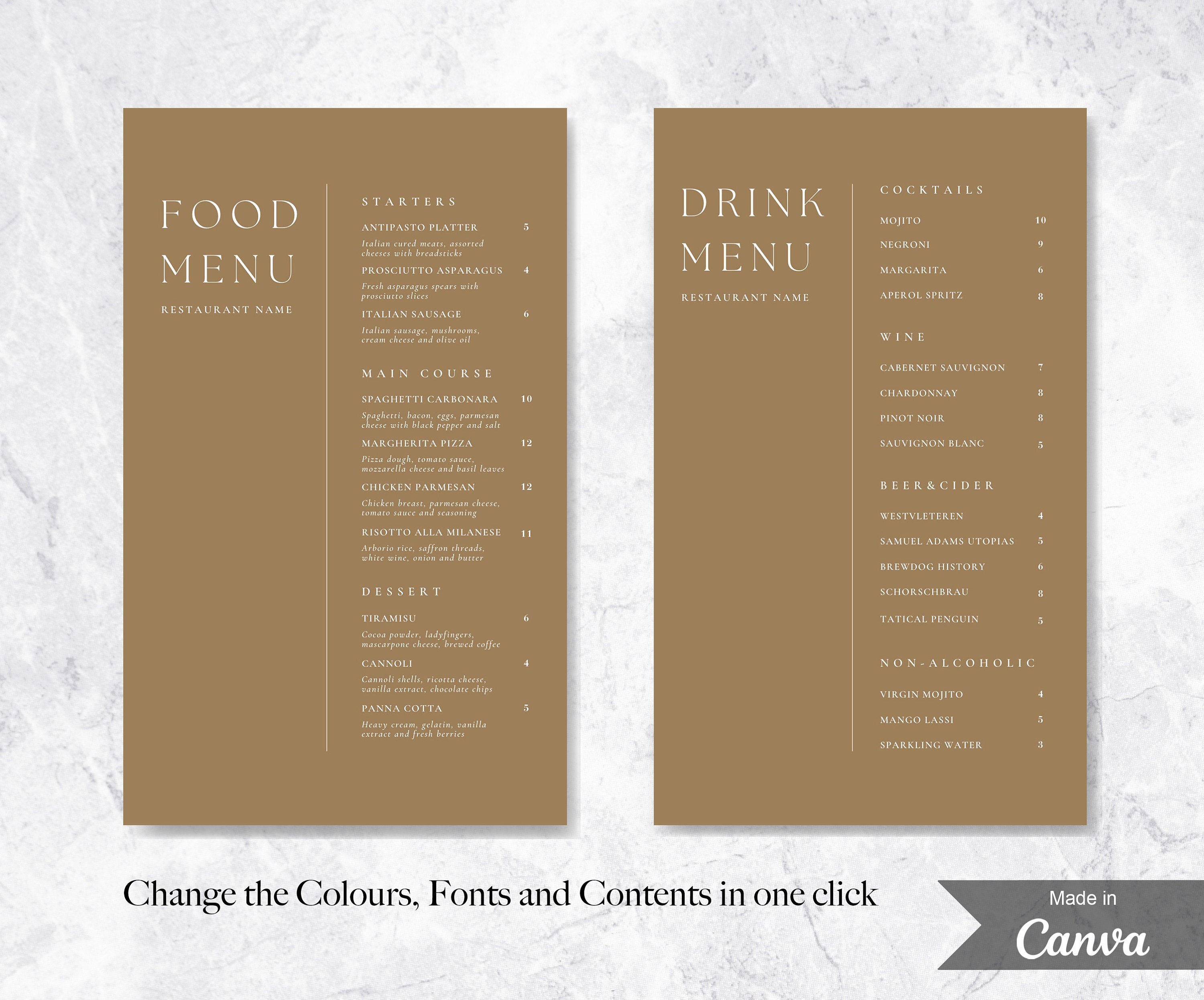 Minimal Restaurant Menu Bundle, Restaurant Menu Template, Modern Menu ...