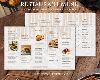 Minimal Restaurant Menu Bundle, Restaurant Menu Template, Modern Menu ...