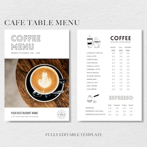 Minimal Cafe Menu Board Template Bundle, Editable Cafe Menu Template ...