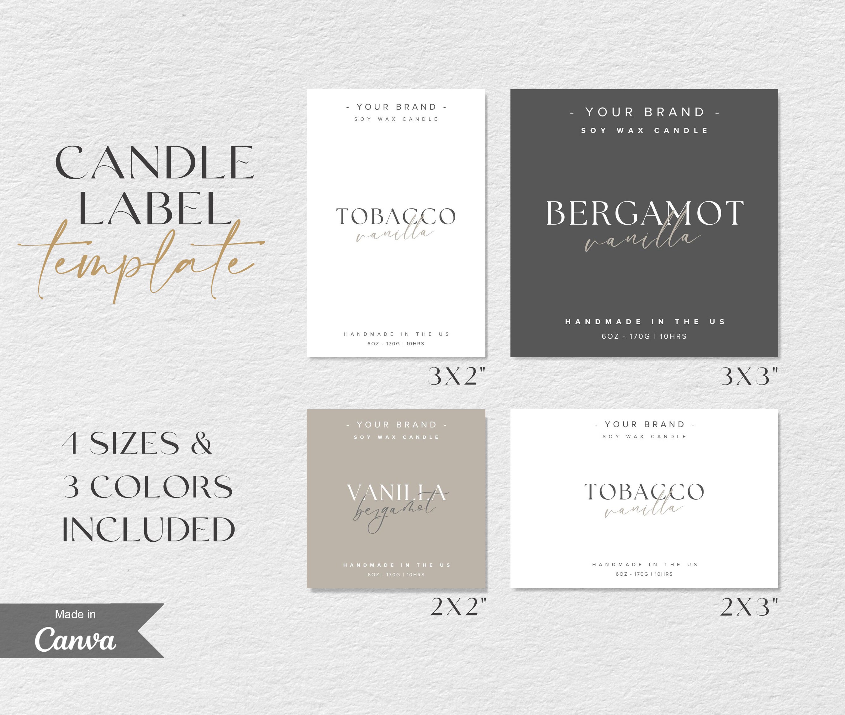 Minimal Candle Label Template, Editable Candle Label, Custom Product ...