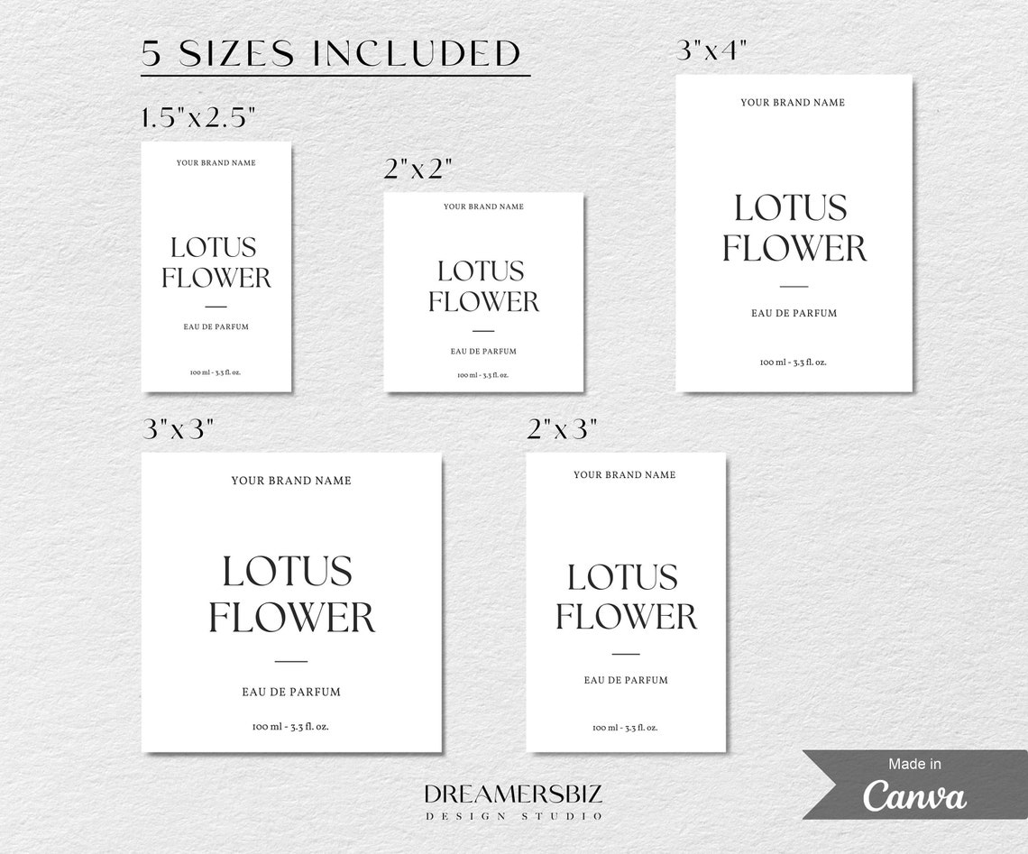 Perfume Bottle Label Template, Editable Perfume Label Template, Minimal ...