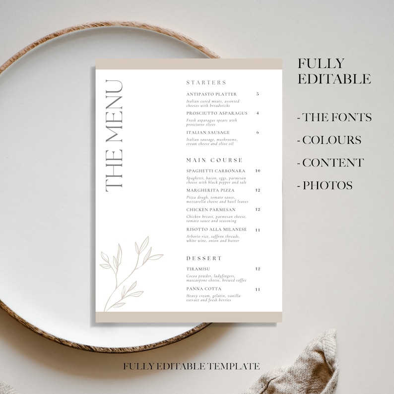 Modern Menu Template | Minimal Restaurant Menu Template Bundle ...