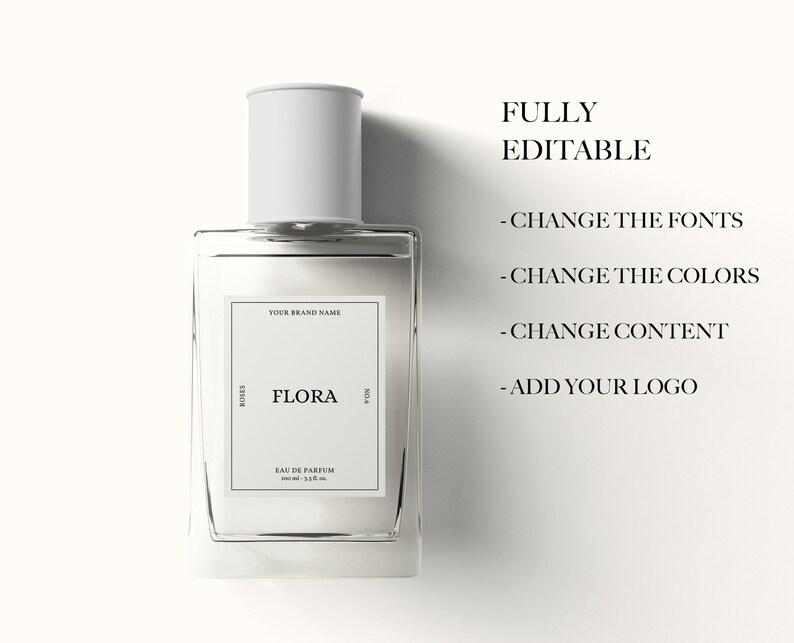 Perfume Bottle Label Template, Editable Perfume Label Template, Minimal ...