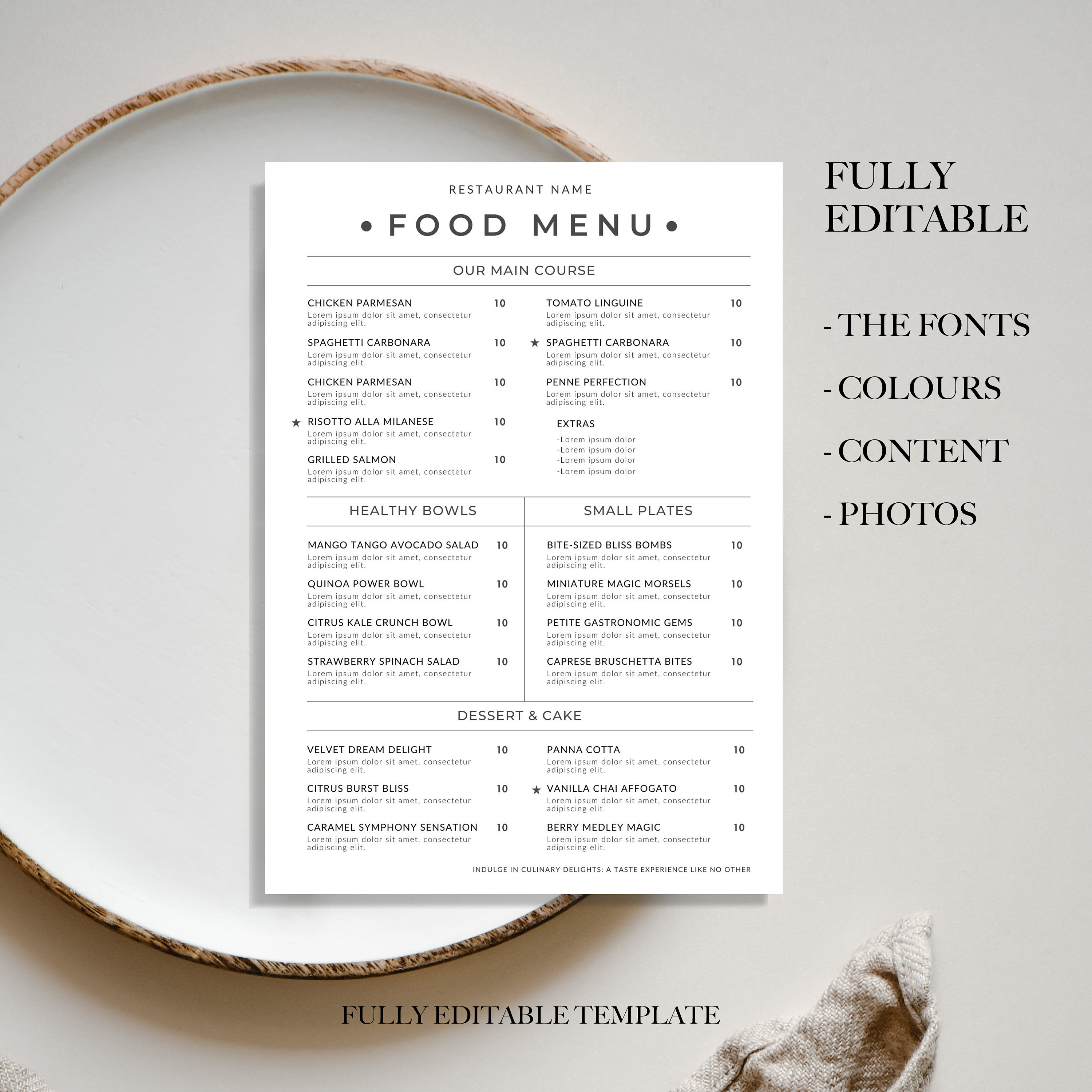 Minimal Restaurant Menu Bundle, Restaurant Menu Template, Modern Menu ...