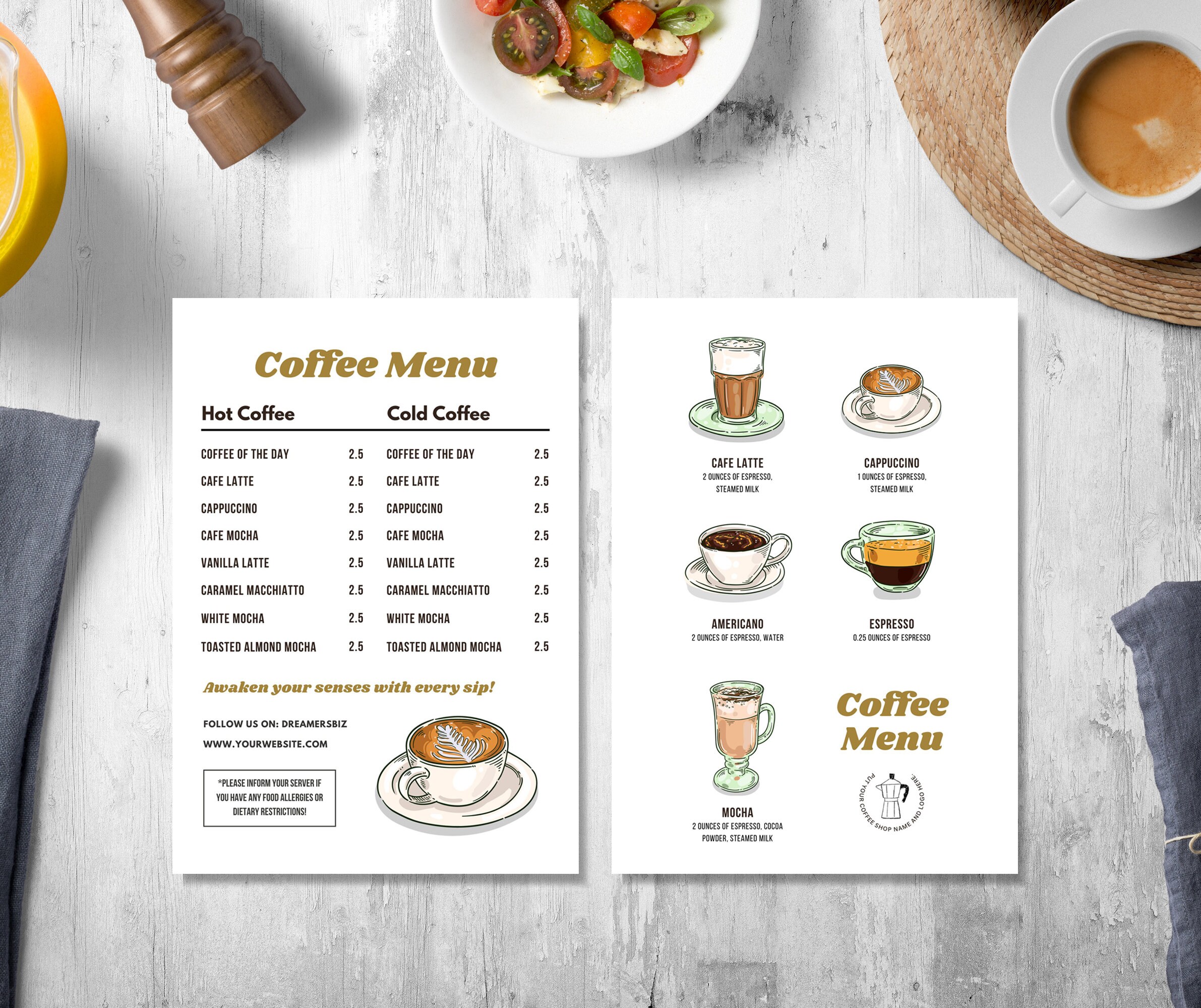 Coffee Menu Sign Template Bundle, Cafe Coffee Menu, Simple Coffee Menu ...