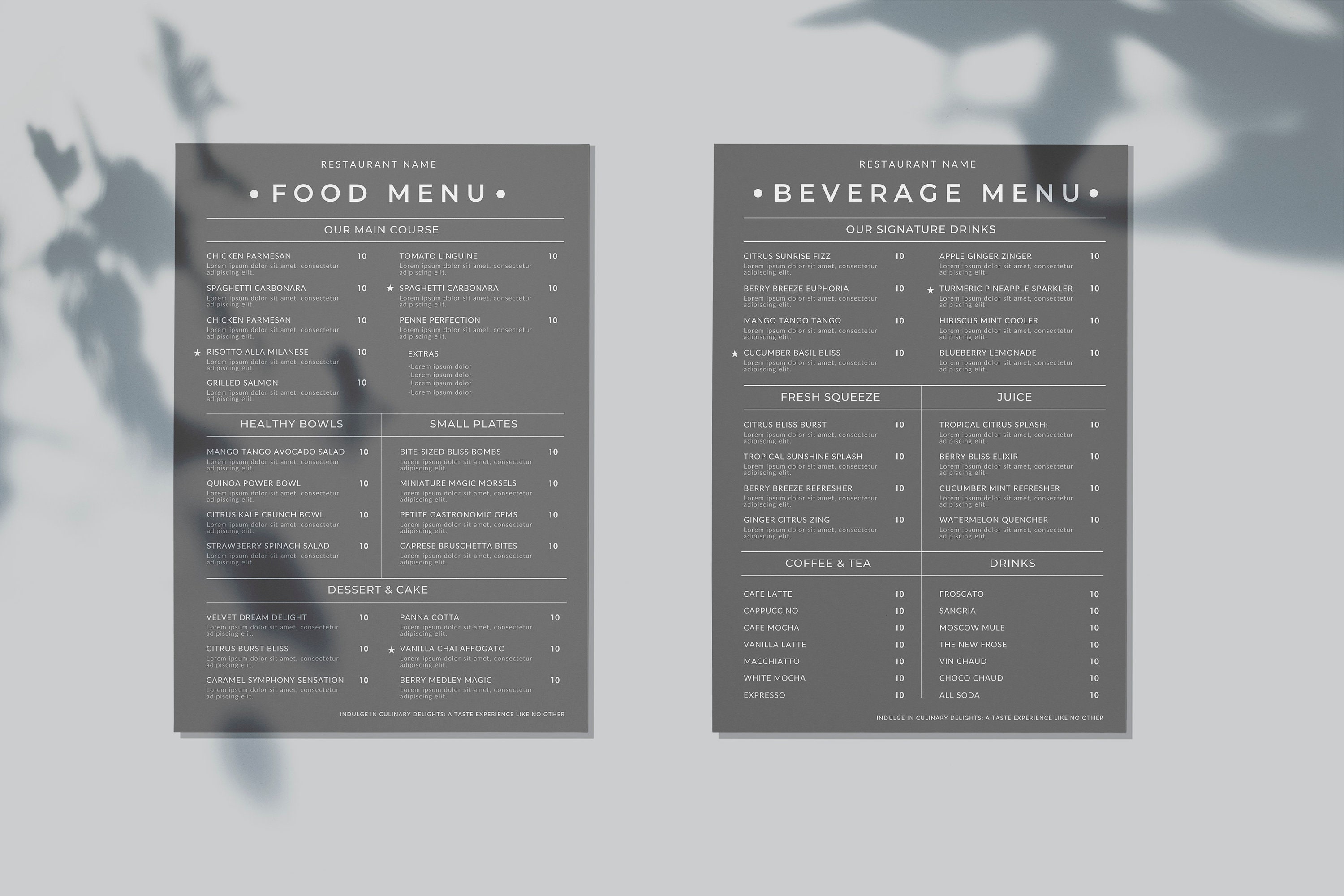 Minimal Restaurant Menu Bundle, Restaurant Menu Template, Modern Menu ...