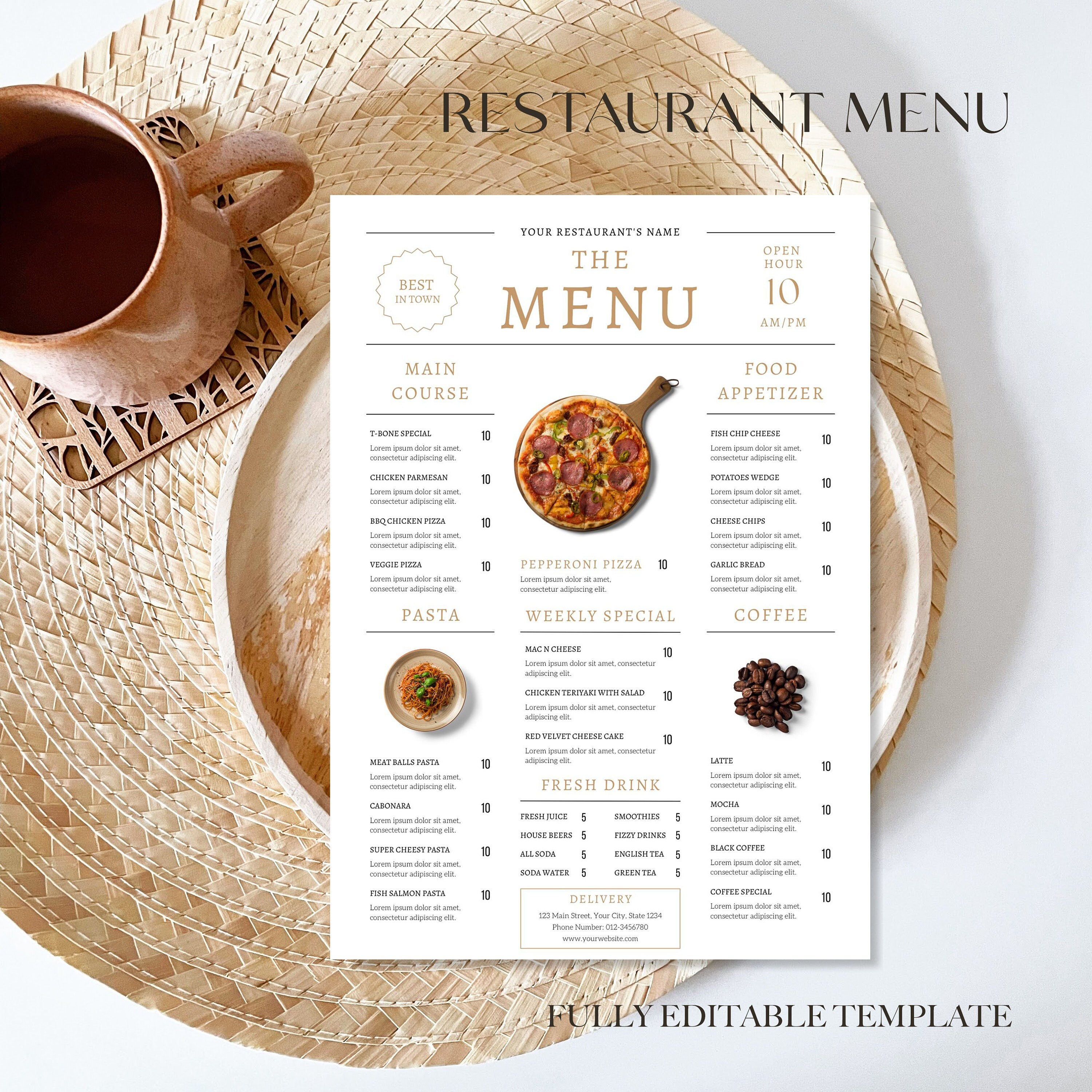Minimal Restaurant Menu Bundle | Restaurant Menu Template | Editable ...
