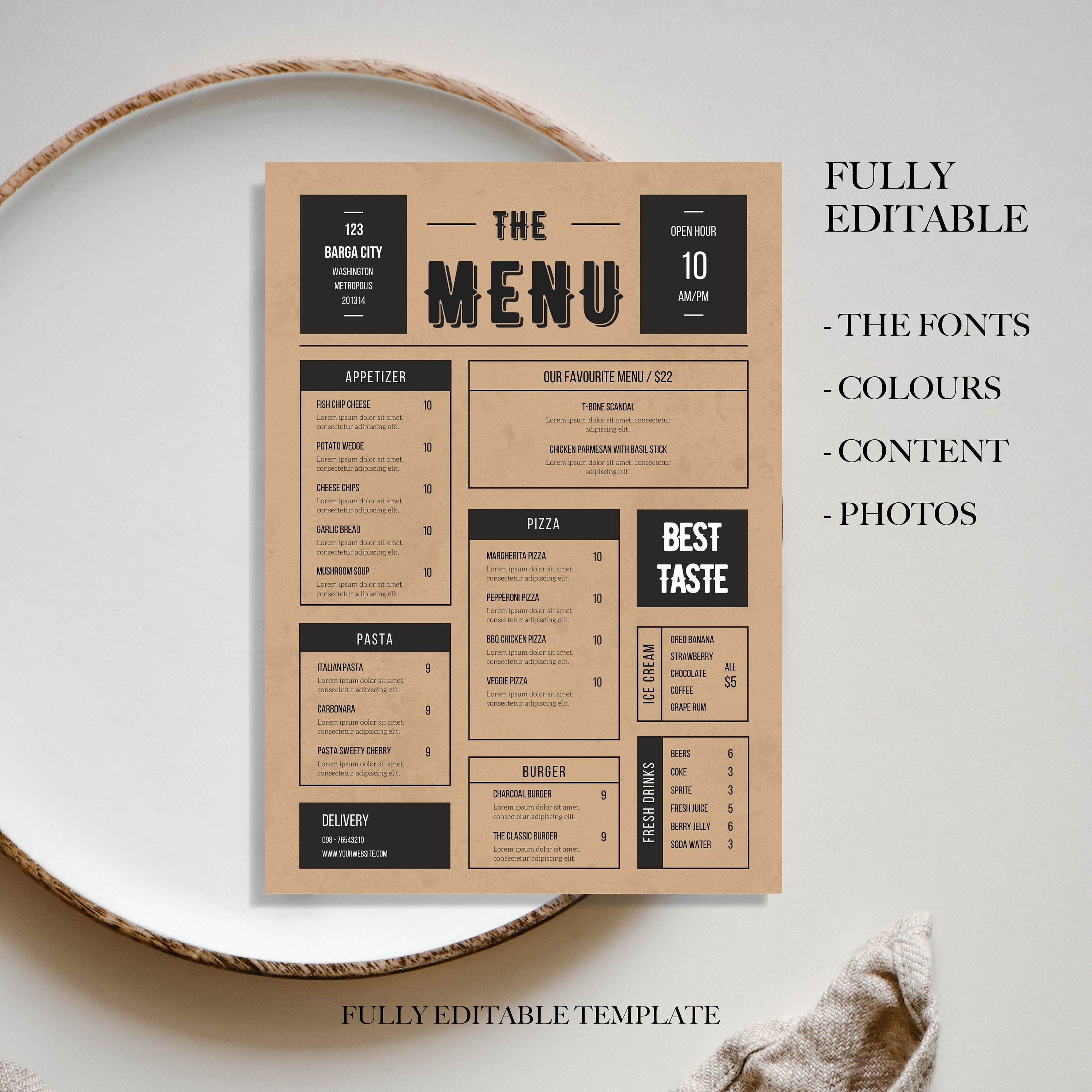 Restaurant Menu Bundle | Classic Restaurant Menu Template | Editable ...