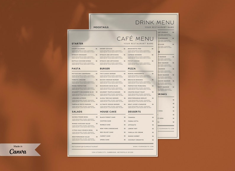 Cafe Menu Template Bundle, Minimalist Cafe Menu Template, Minimal ...