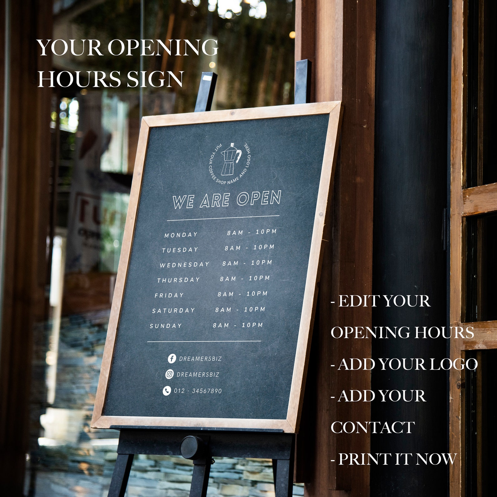 Minimal Cafe Menu Board Template Bundle, Editable Cafe Menu Template ...