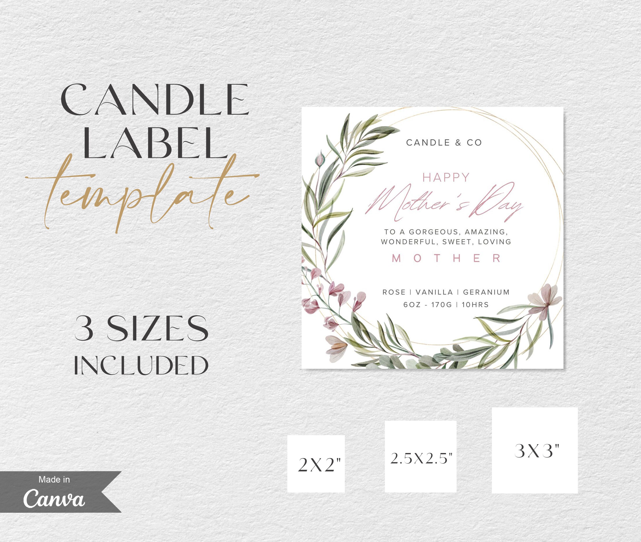 Mothers Day Candle Label Template, Editable Mother's Day Gift, Minimal ...
