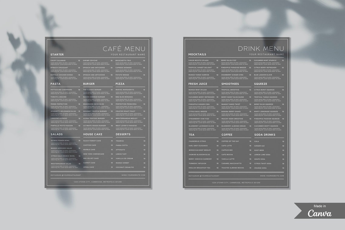 Cafe Menu Template Bundle, Minimalist Cafe Menu Template, Minimal ...