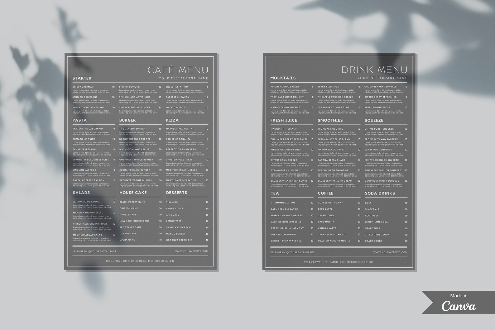 Cafe Menu Template Bundle, Minimalist Cafe Menu Template, Minimal ...