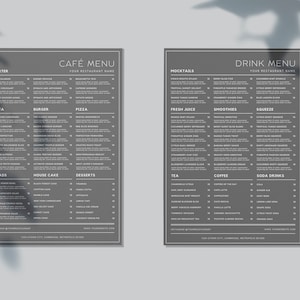 Cafe Menu Template Bundle, Minimalist Cafe Menu Template, Minimal ...