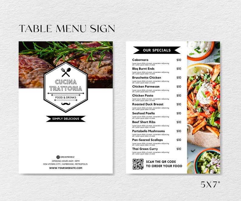 Trifold Restaurant Menu Template Bundle, Modern Editable Price List ...