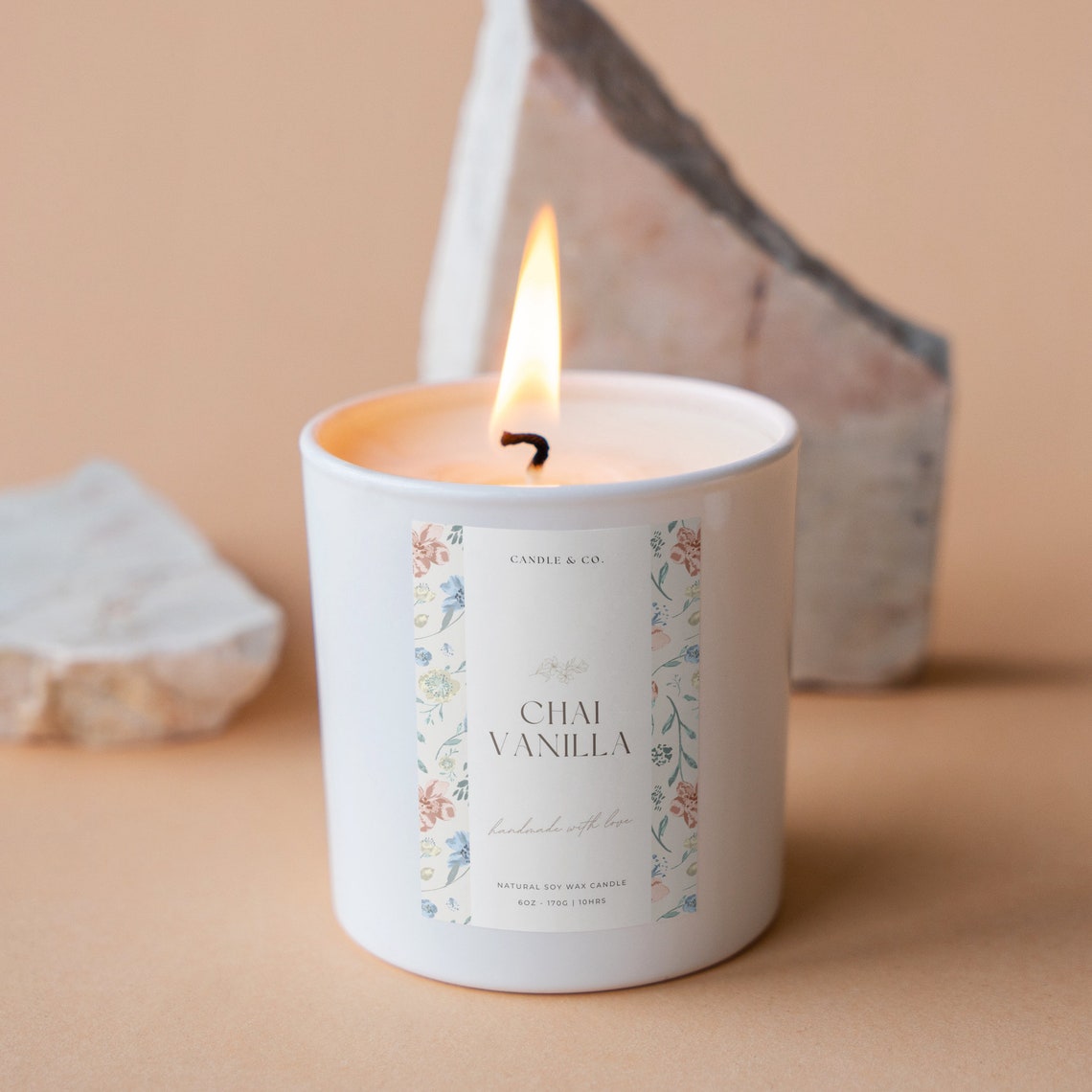 Retro Floral Candle Label Template, Editable Candle Label, Custom ...