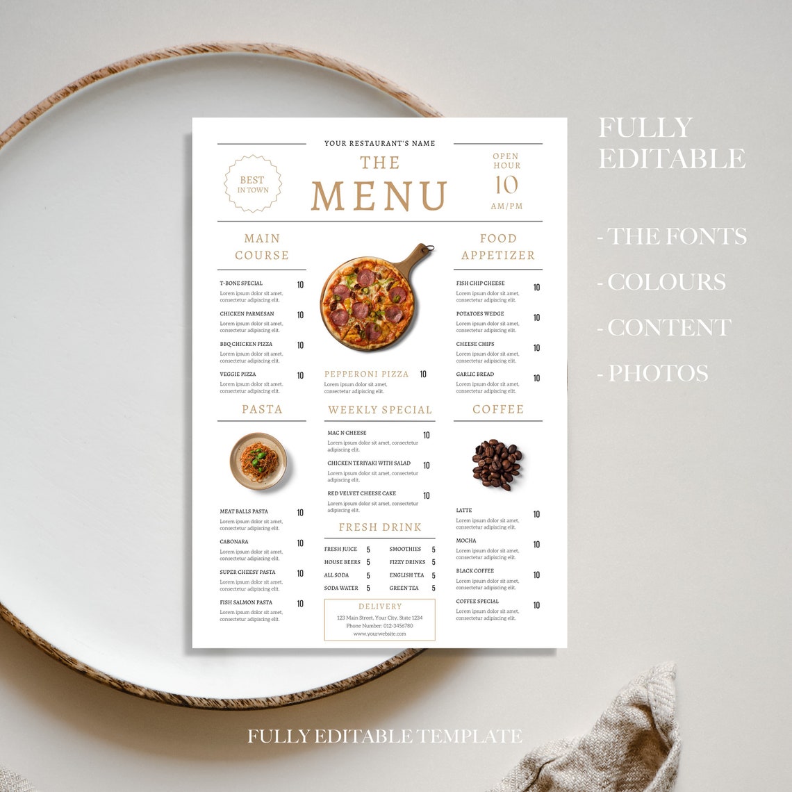 Minimal Restaurant Menu Bundle | Restaurant Menu Template | Editable ...