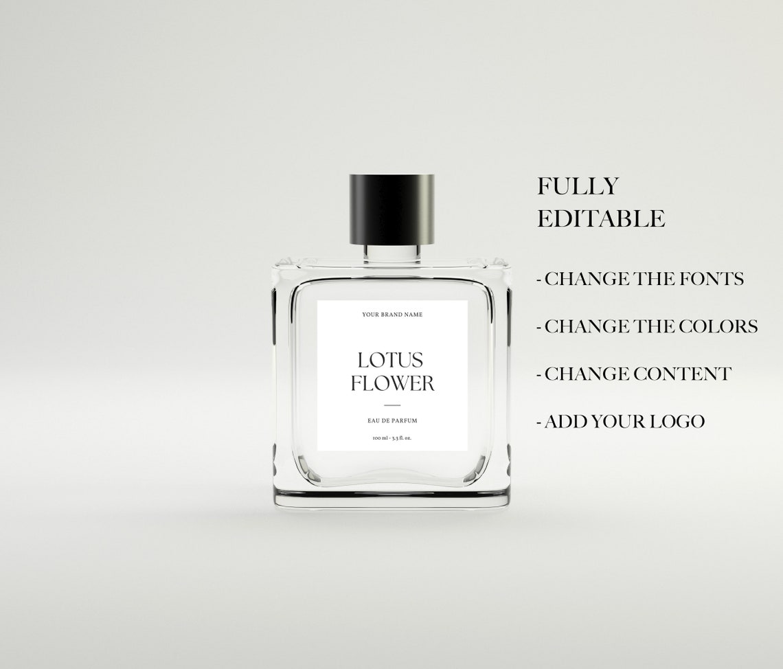 Perfume Bottle Label Template, Editable Perfume Label Template, Minimal ...