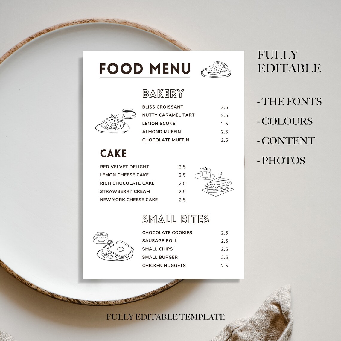 Minimal Cafe Menu Board Template Bundle, Editable Cafe Menu Template ...