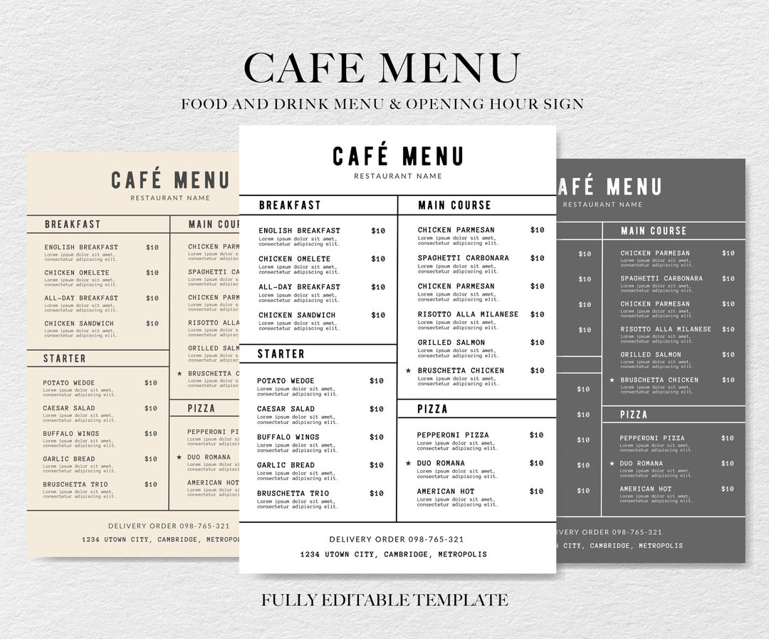 Cafe Menu Template Bundle, Minimalist Cafe Menu Template, Coffee Menu ...