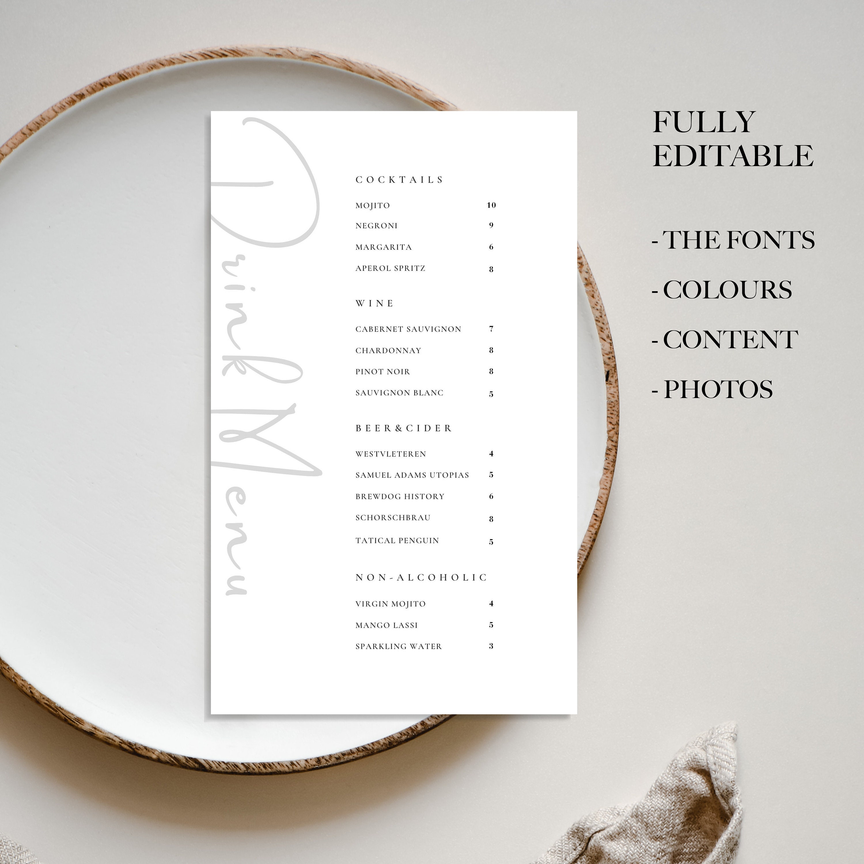 Minimal Restaurant Menu Bundle, Restaurant Menu Template, Modern Menu ...