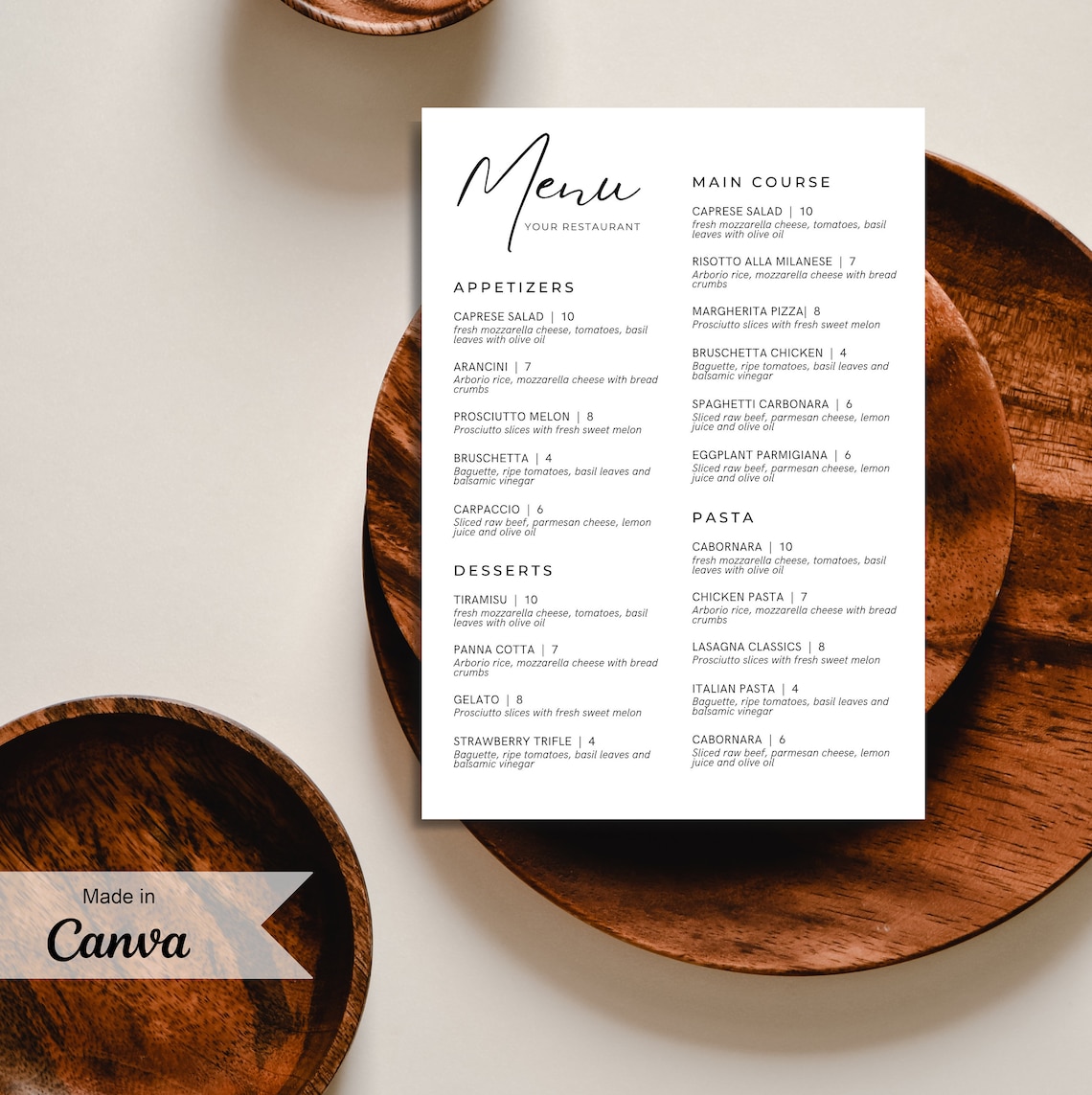 Minimal Restaurant Menu Bundle, Restaurant Menu Template, Modern Menu ...