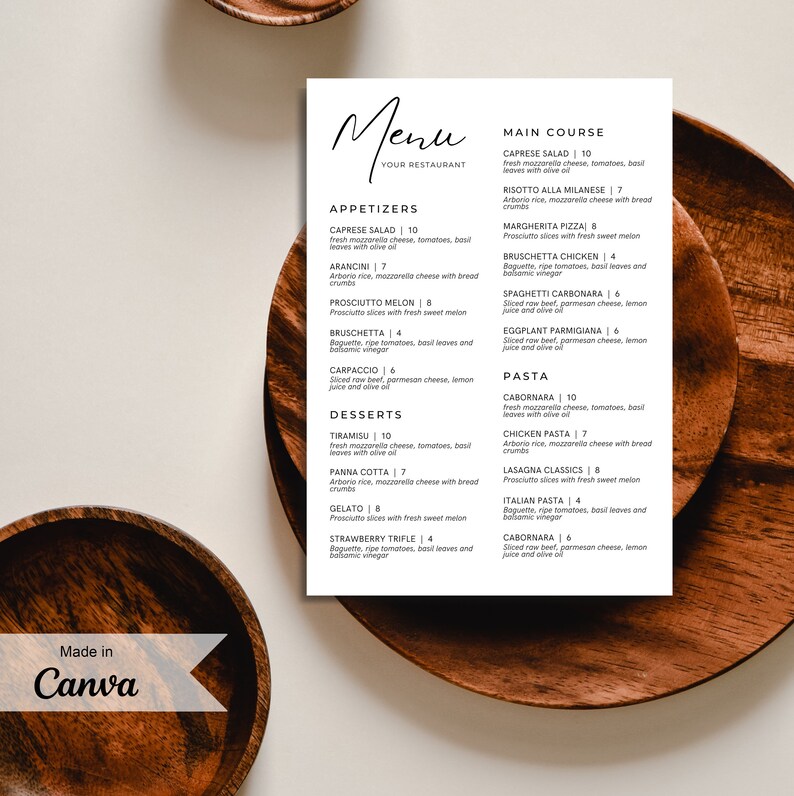 Minimal Restaurant Menu Bundle, Restaurant Menu Template, Modern Menu ...