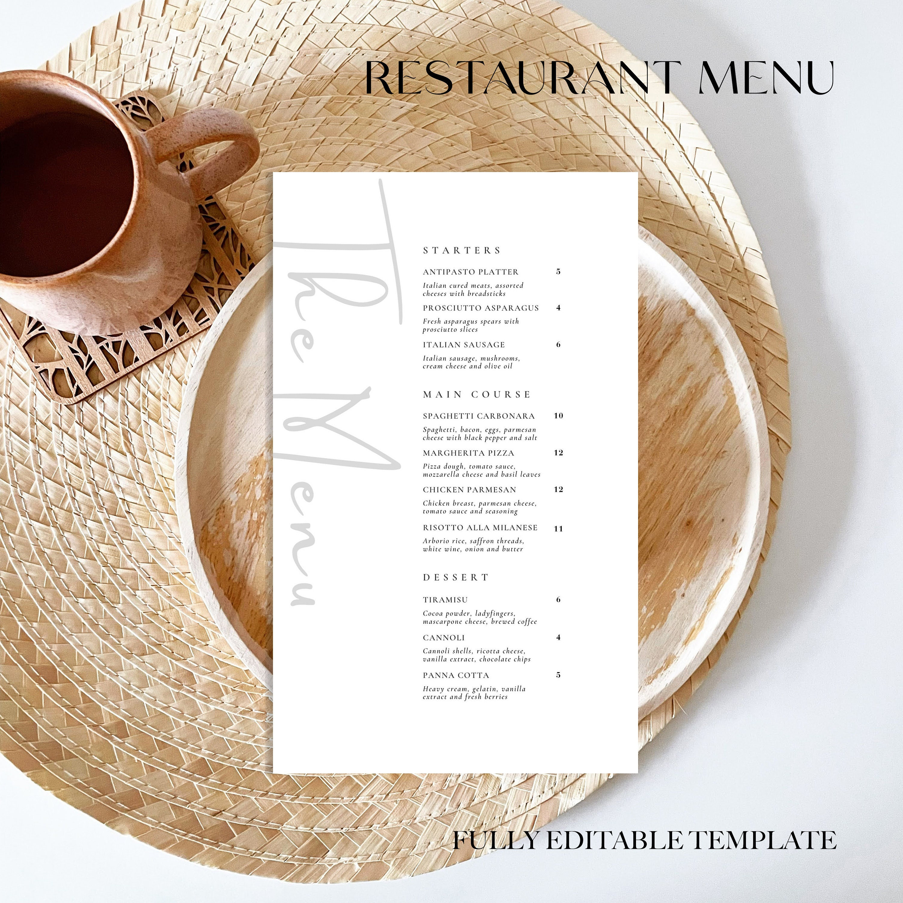 Minimal Restaurant Menu Bundle, Restaurant Menu Template, Modern Menu ...