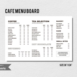 Minimal Cafe Menu Board Template Bundle, Editable Cafe Menu Template ...
