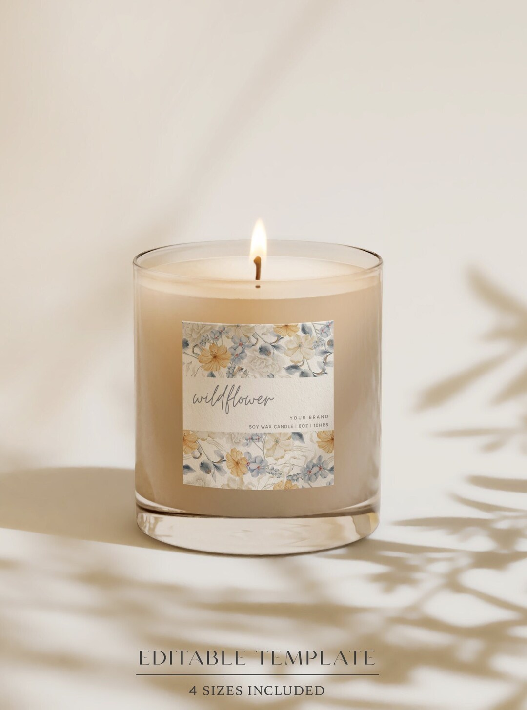 Modern Candle Label Template, Floral Candle Label, Custom Product Label ...