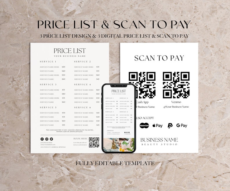 Salon Price List Template, Printable Salon Price List, Minimalist Print ...