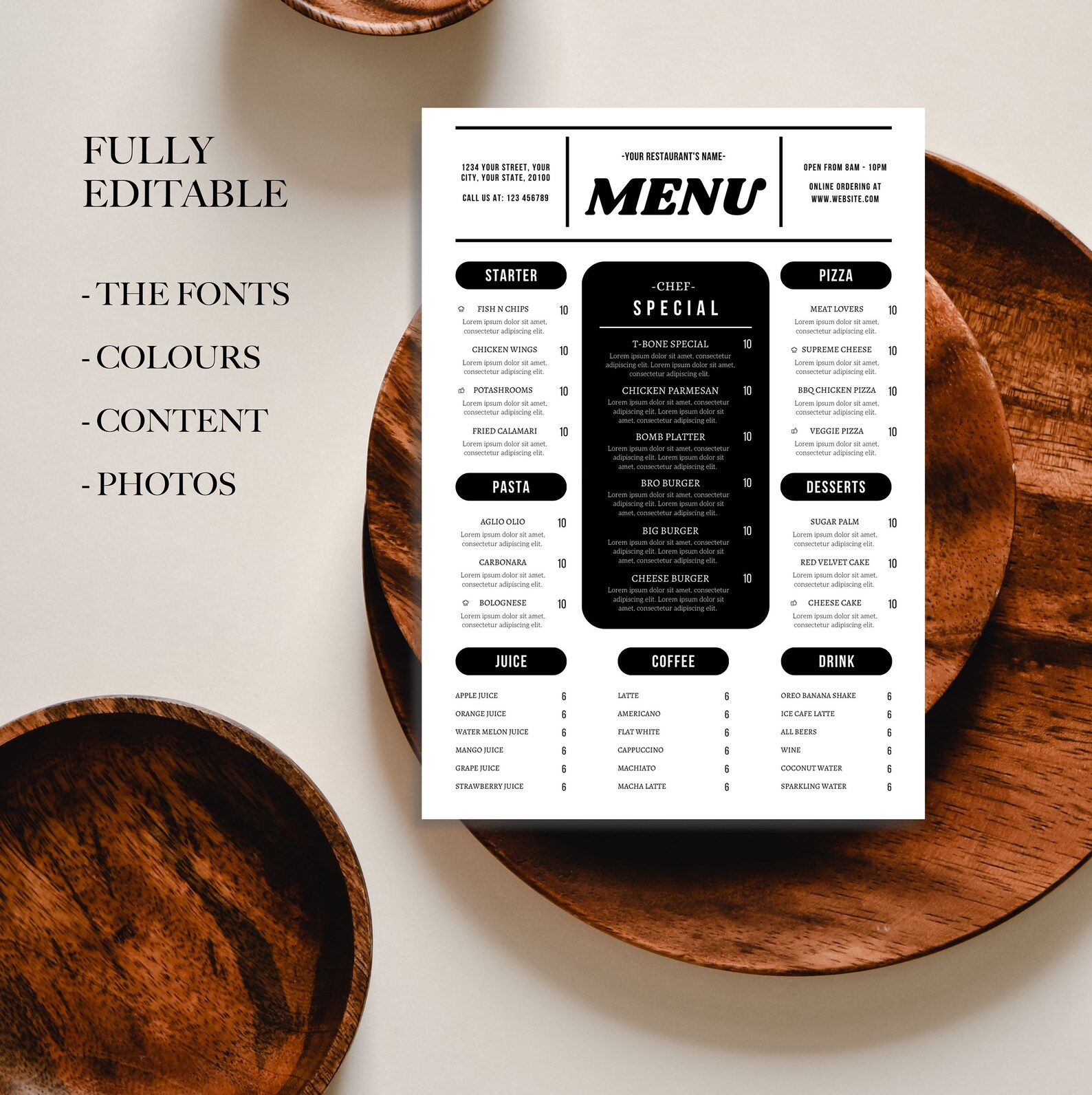 Restaurant Menu Bundle | Classic Restaurant Menu Template | Editable ...