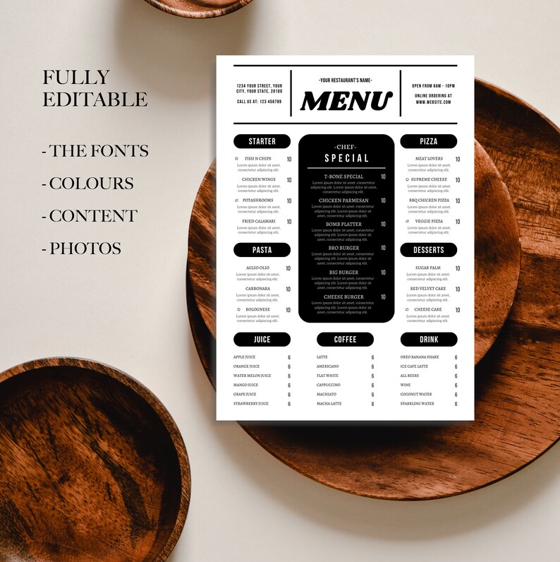 Restaurant Menu Bundle | Classic Restaurant Menu Template | Editable ...