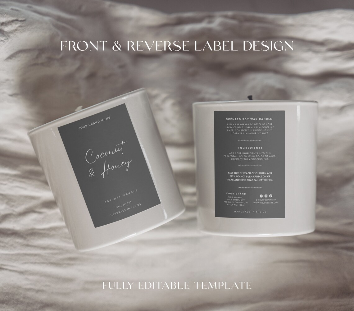 Minimal Candle Label Template, Editable Candle Label, Custom Product ...