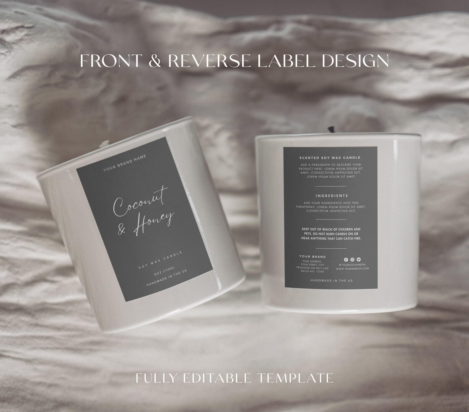 Minimal Candle Label Template, Editable Candle Label, Custom Product ...