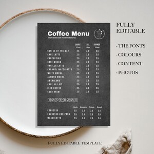 Minimal Cafe Menu Board Template Bundle, Editable Cafe Menu Template ...